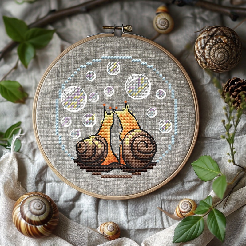 Snail Cross Stitch - Etsy