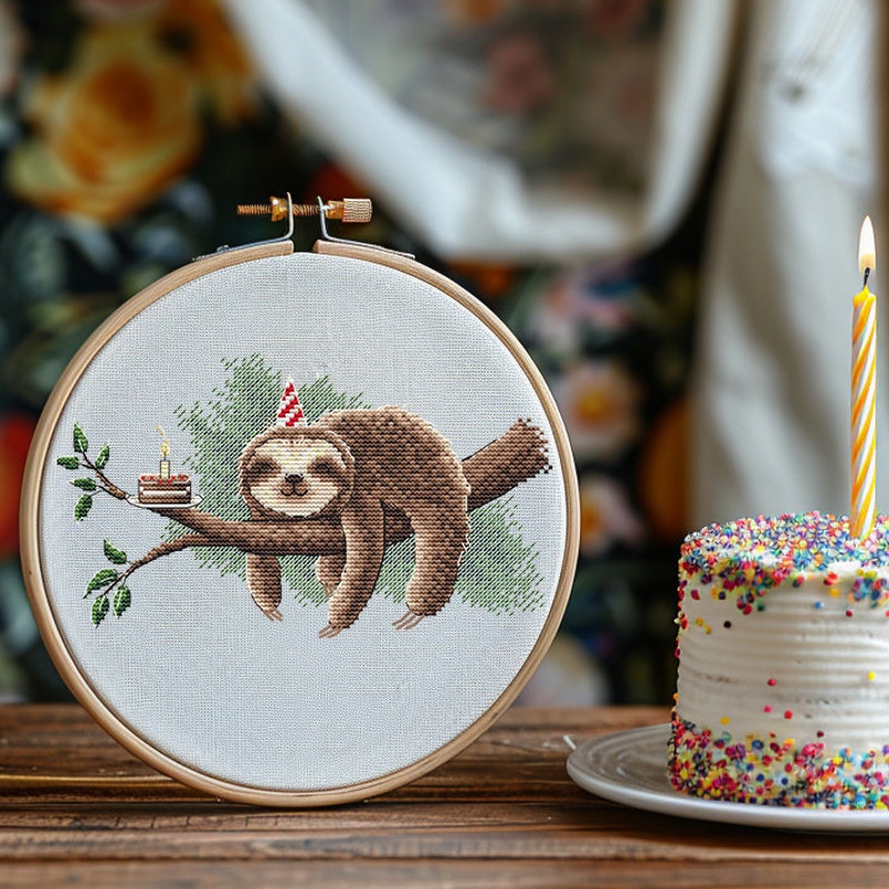 Happy Sloth Cross Stitch - Etsy Canada