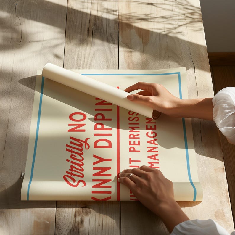 Vintage Swimming Pool Poster, Retro Mid Century Art Print, Funny Pool ...