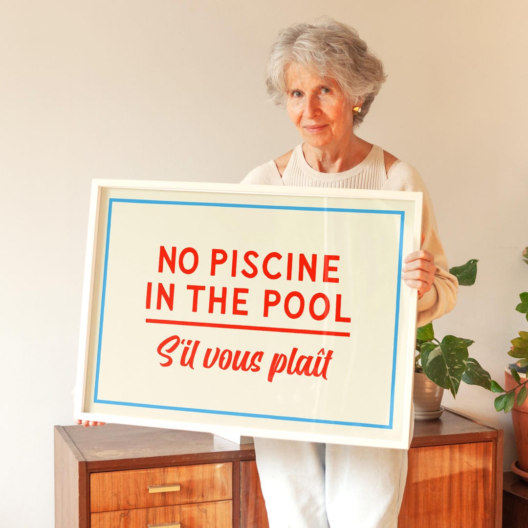 Vintage Swimming Pool Poster, Retro Mid Century Art Print, Funny Pool ...
