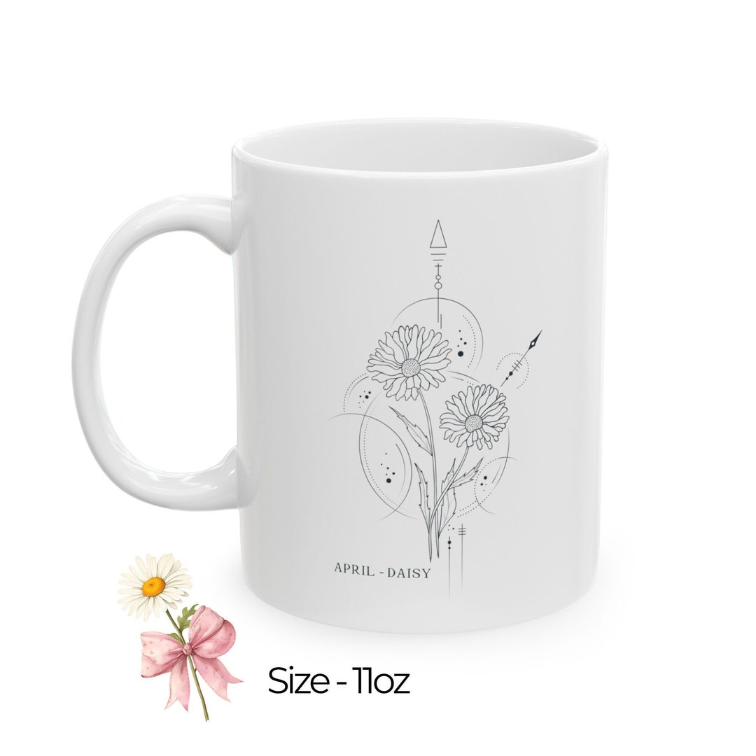 April Birth Flower Mug, Birth Flower Mug, Birth Flower Gift, Birth ...