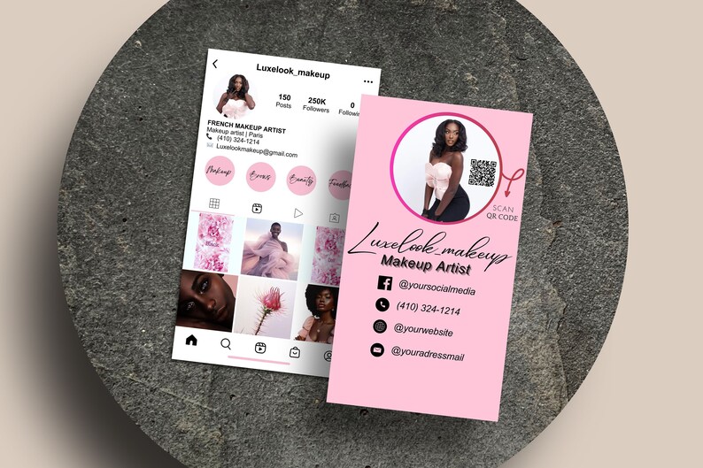 Instagram Business Cards, DIY Canva Business Card Template Design, IG ...