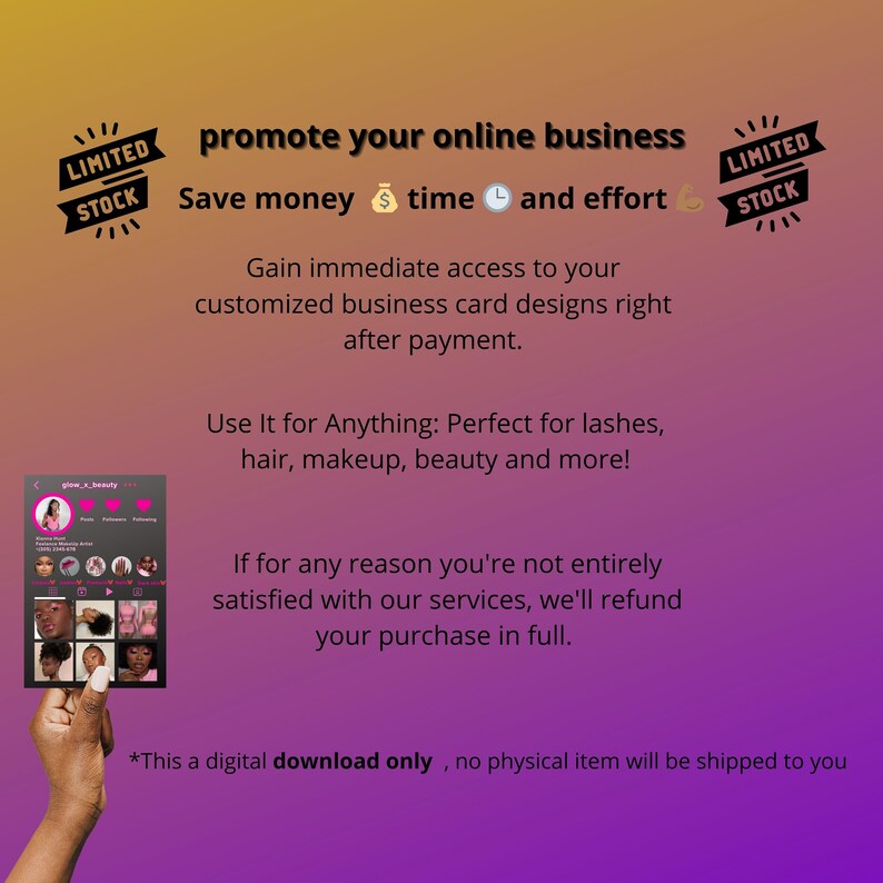 Instagram Business Cards, DIY Canva Business Card Template Design, IG ...