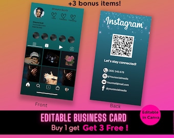 Instagram Business Cards, DIY Canva Business Card Template Design, IG ...