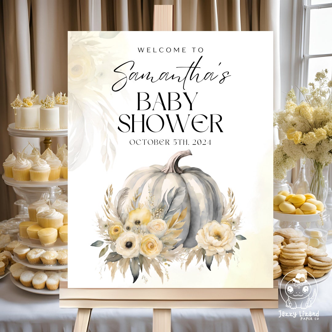 EDITABLE Little Pumpkin Baby Shower Welcome Sign - Yellow Gender ...