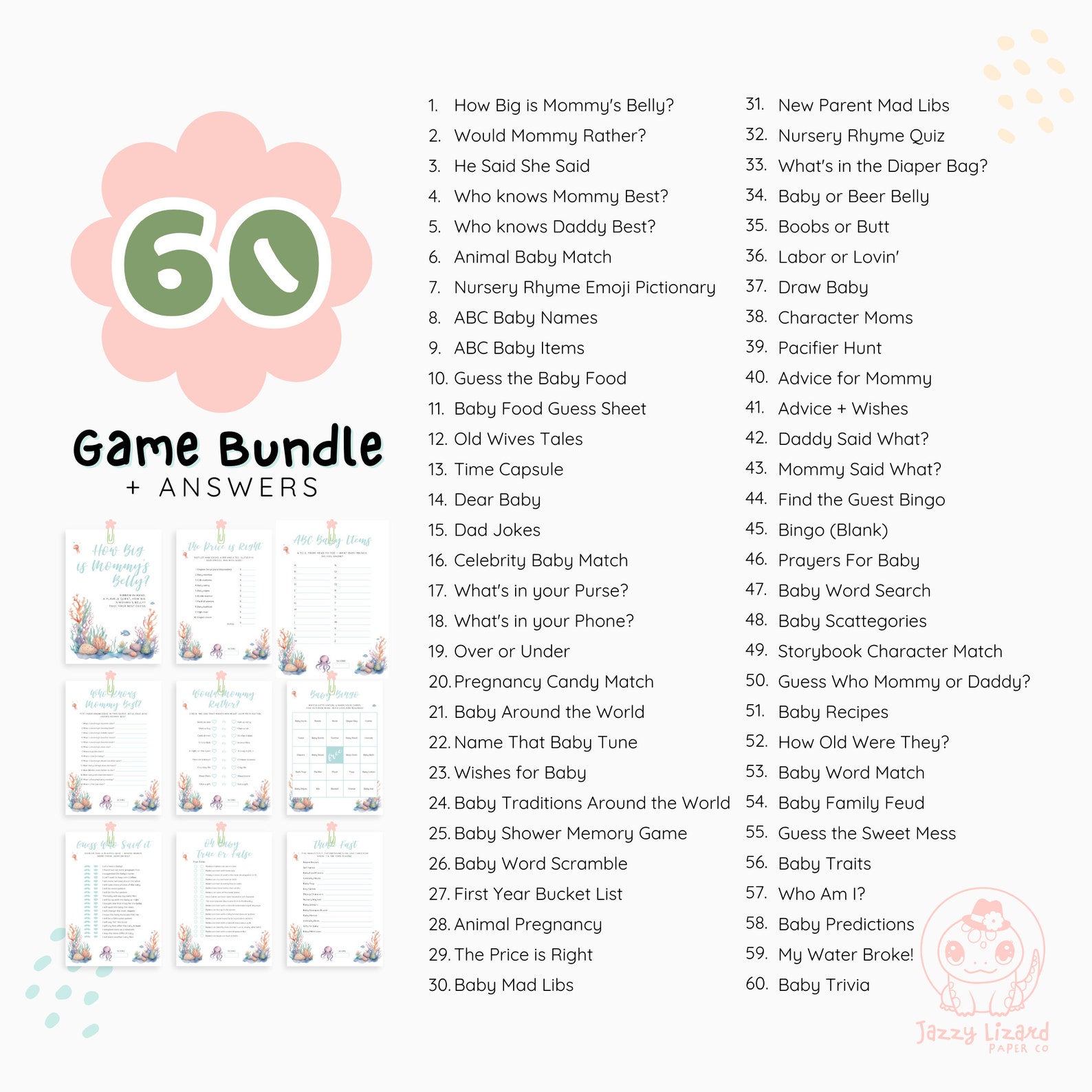 EDITABLE Under the Sea Baby Shower Games Bundle - Ocean Animals Octopus ...