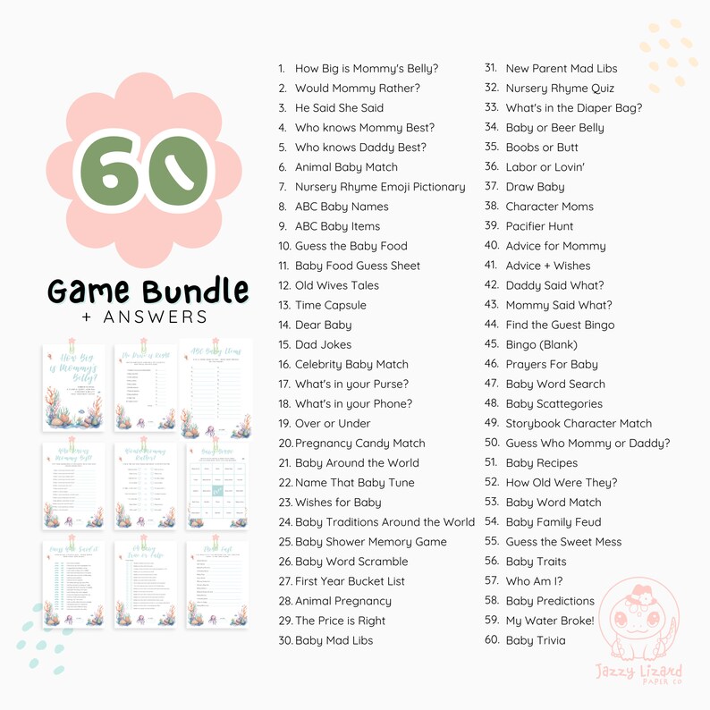 EDITABLE Under the Sea Baby Shower Games Bundle - Ocean Animals Octopus ...