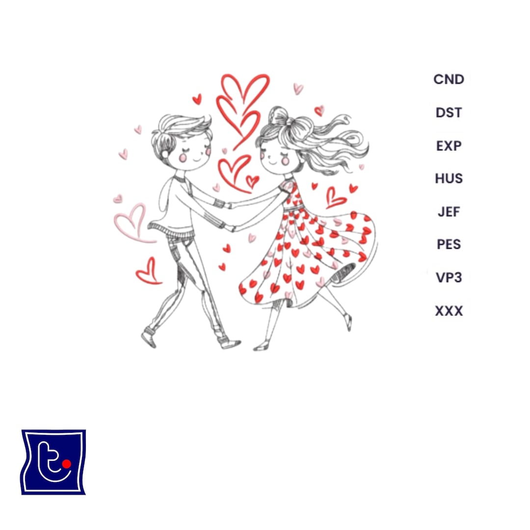 Cute Couple Embroidery Design Embroidery Valentine's Day Embroidery ...
