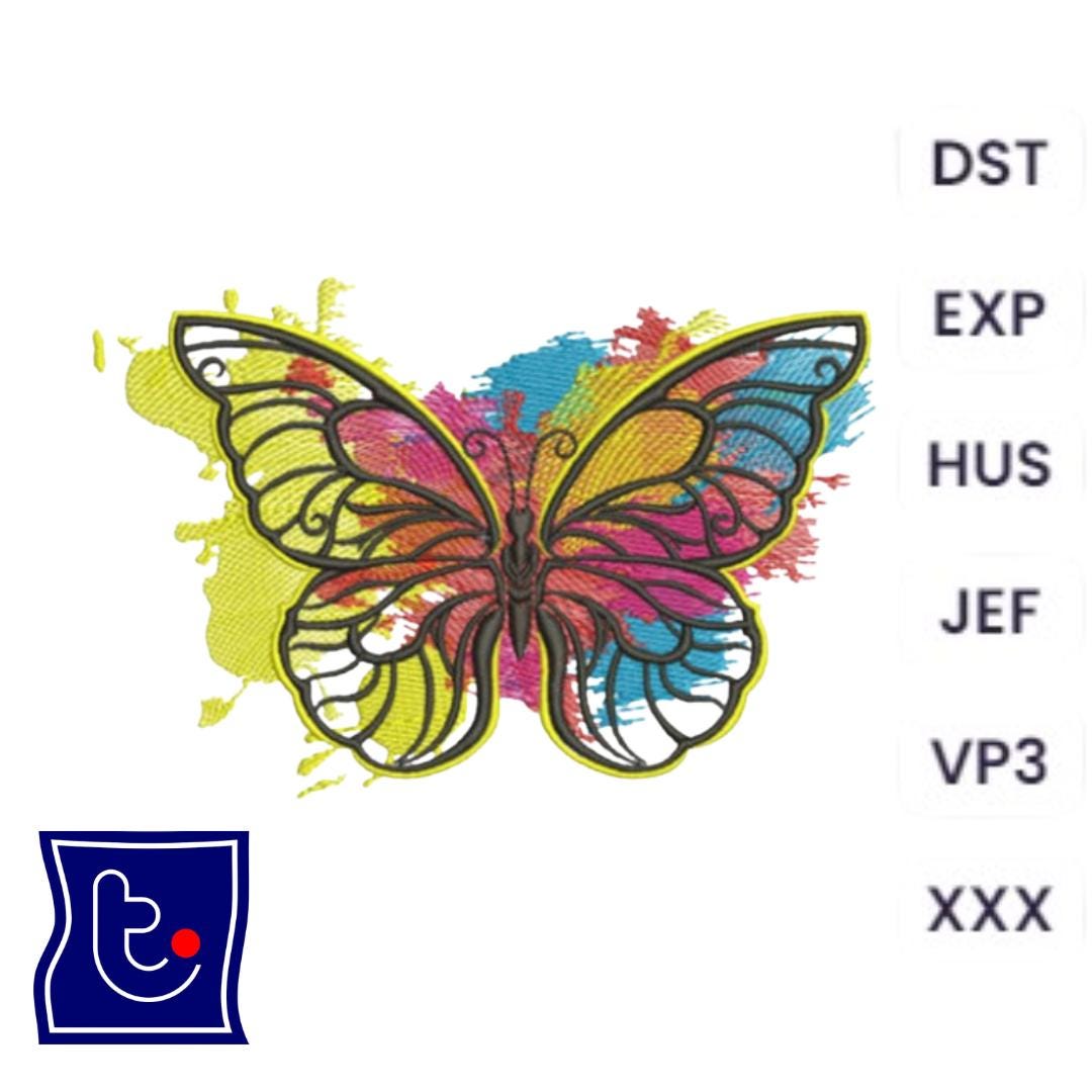 Colored Butterfly Embroidery Design Home Embroidery Bugs & Insects ...