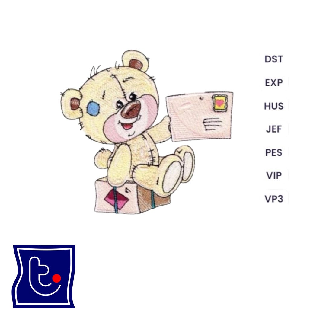 Teddy Bear Got Mail Embroidery Design Embroidery Teddy Bears Embroidery ...