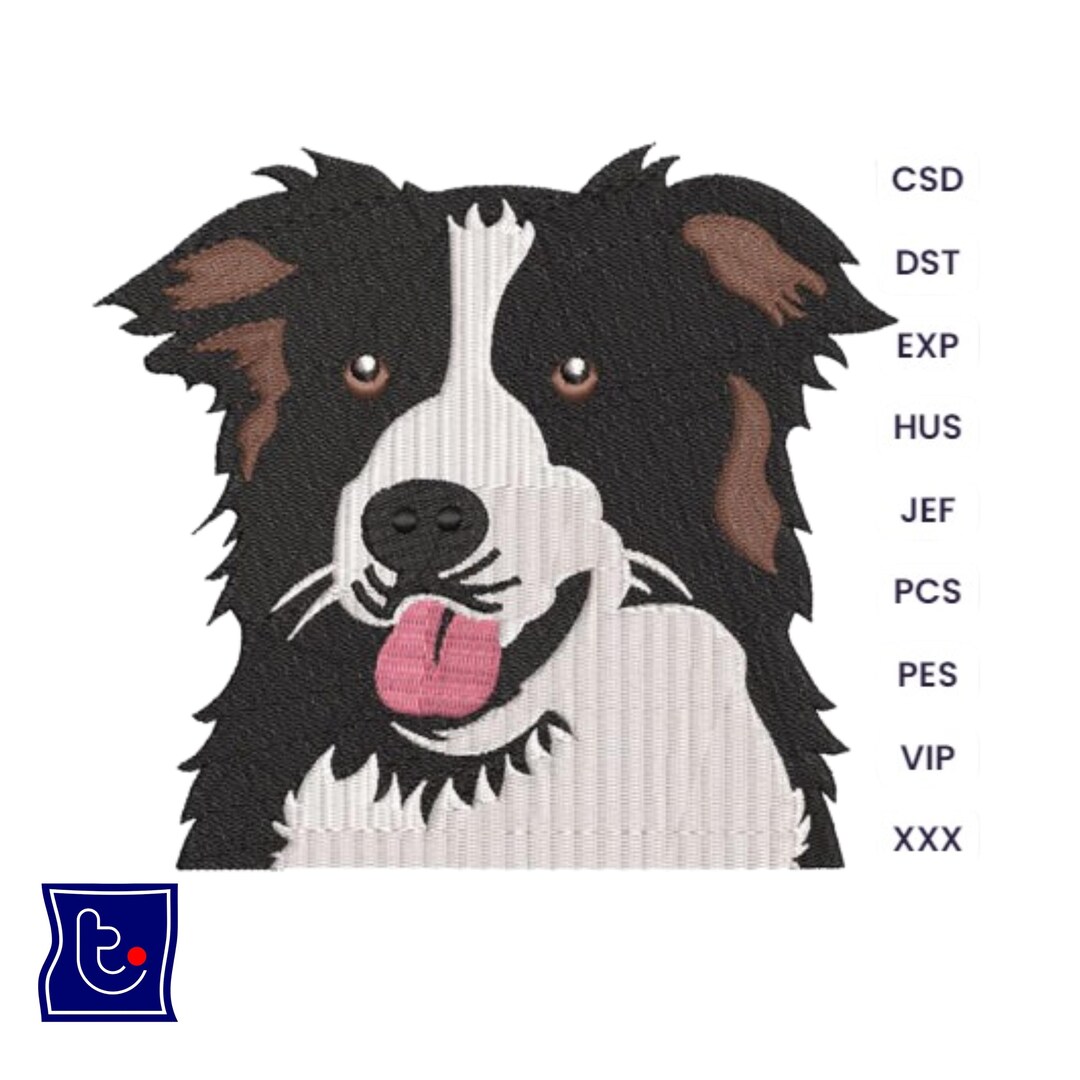 Border Collie Embroidery Design Embroidery Dogs Embroidery Designs ...