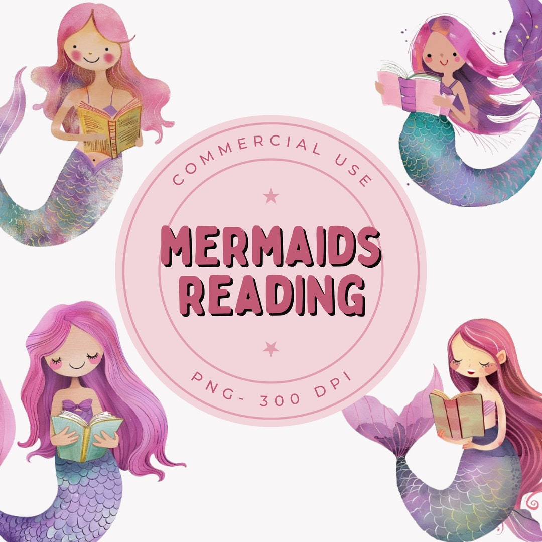 Mermaids Reading 4 PNG Images PNG JPG Images Clipart Clip Art Digital Art Digital Stickers - Etsy