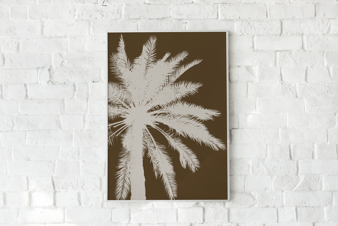 Printable Tropical Art, Neutral Modern Palm Leaves Wall Decor This is a ...