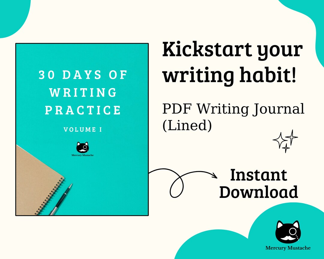 30 Days of Writing Prompts, Lined Writing Practice Journal, PDF Digital ...
