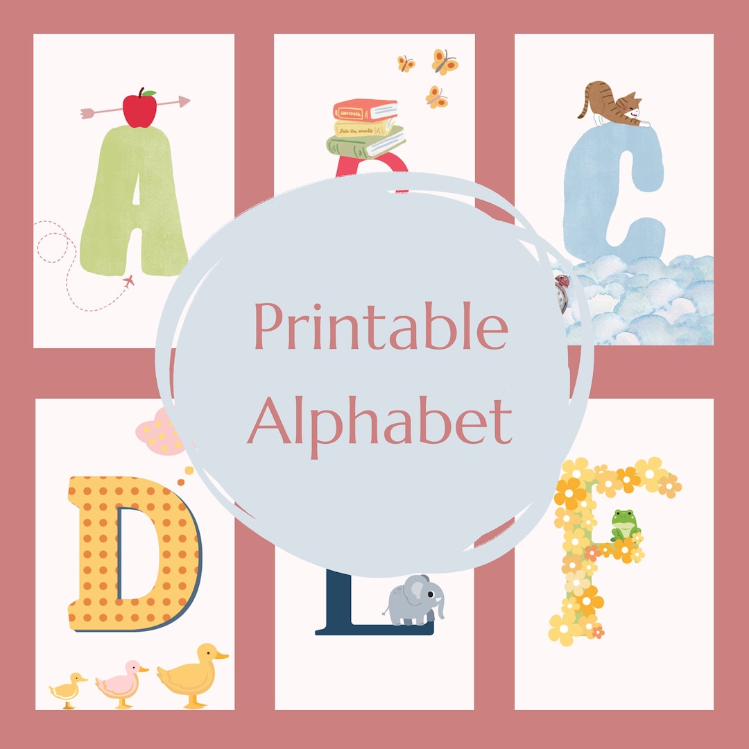 Carteles del alfabeto, ABC, Imprimibles para educación en el hogar ...