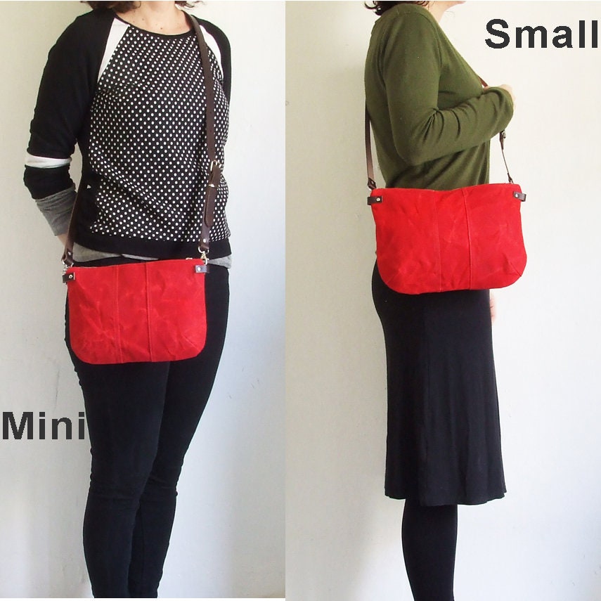 Mini Small Red Waxed Canvas Crossbody Purse With Zipper and | Etsy
