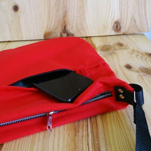 Red Medium Canvas Crossbody Bag With Zipper and Outside - Etsy