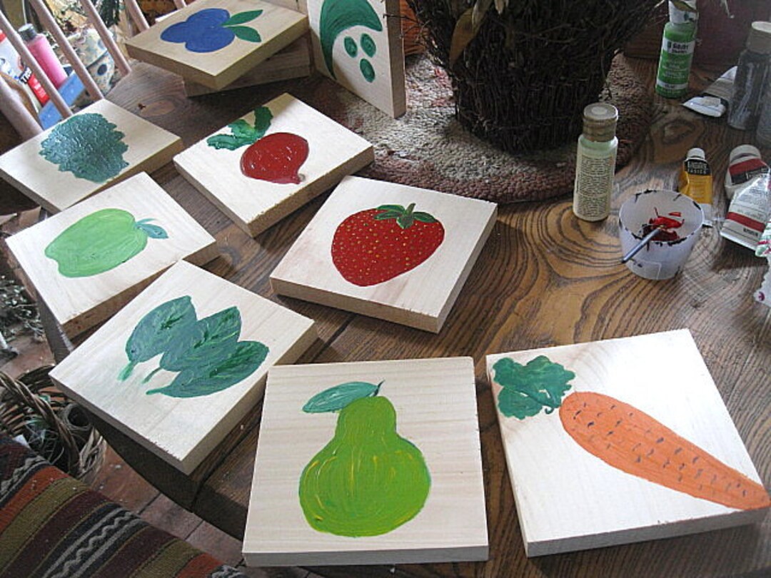 SALE on KITCHEN or RESTAURANT Table Markers Folk Art Hand Painted Wood ...