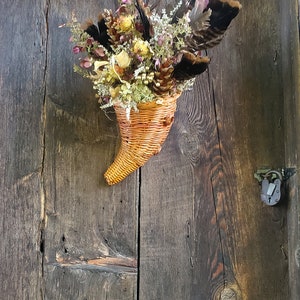 CORNUCOPIA Hanging Thanksgiving WREATH ALTERNATIVE or Table Decoration ...
