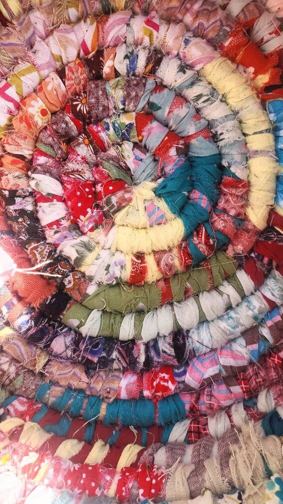 CLASSIC Textile Art RAG BASKET Bucket Tote - Etsy