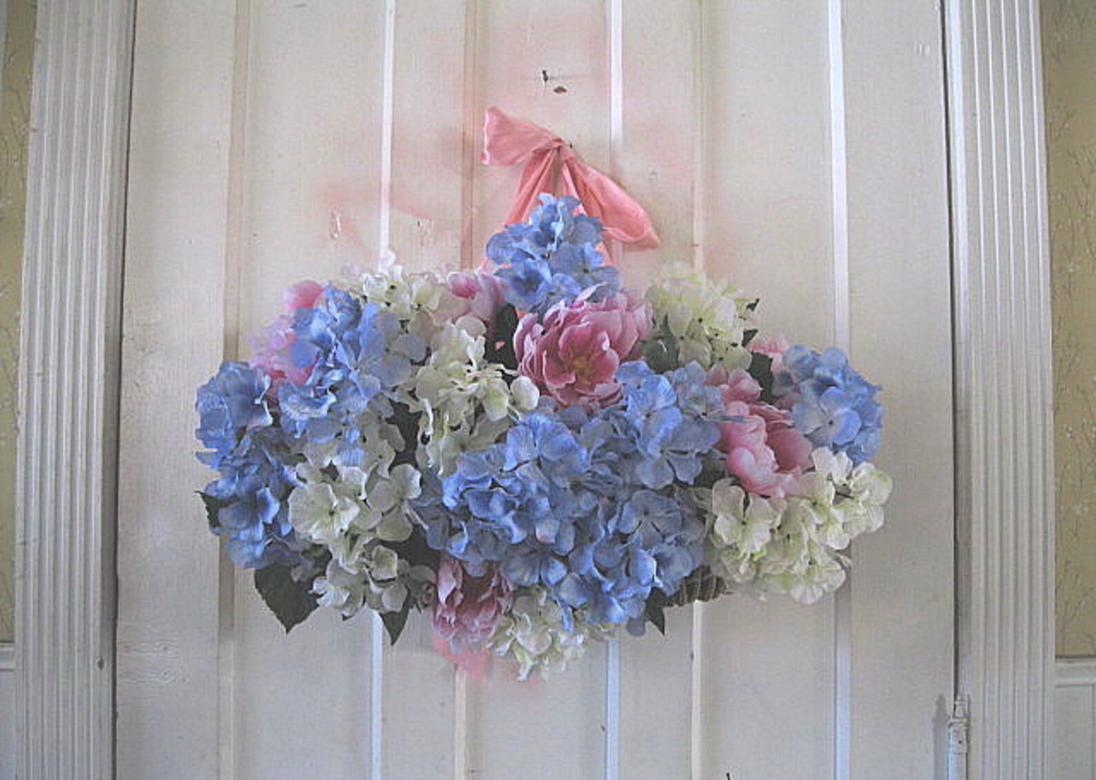 PEONY and HYDRANGEA Hanging BASKET Floral Silk Arrangement - Etsy