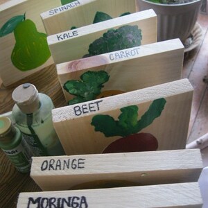 SALE on KITCHEN or RESTAURANT Table Markers Folk Art Hand Painted Wood ...