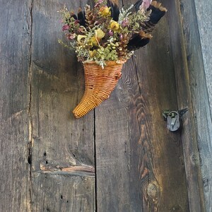 CORNUCOPIA Hanging Thanksgiving WREATH ALTERNATIVE or Table Decoration ...
