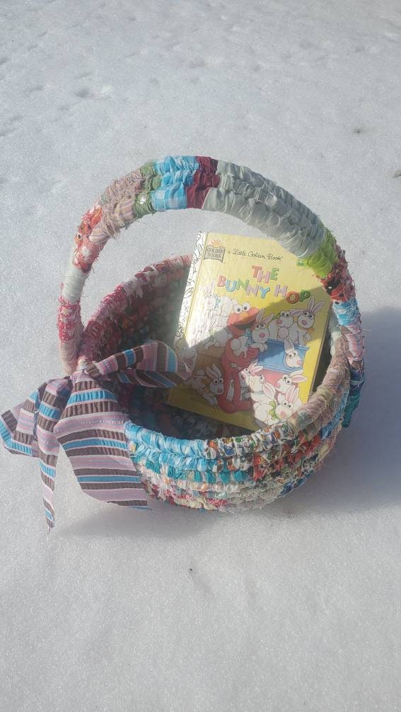 CLASSIC Textile Art RAG BASKET Bucket Tote - Etsy