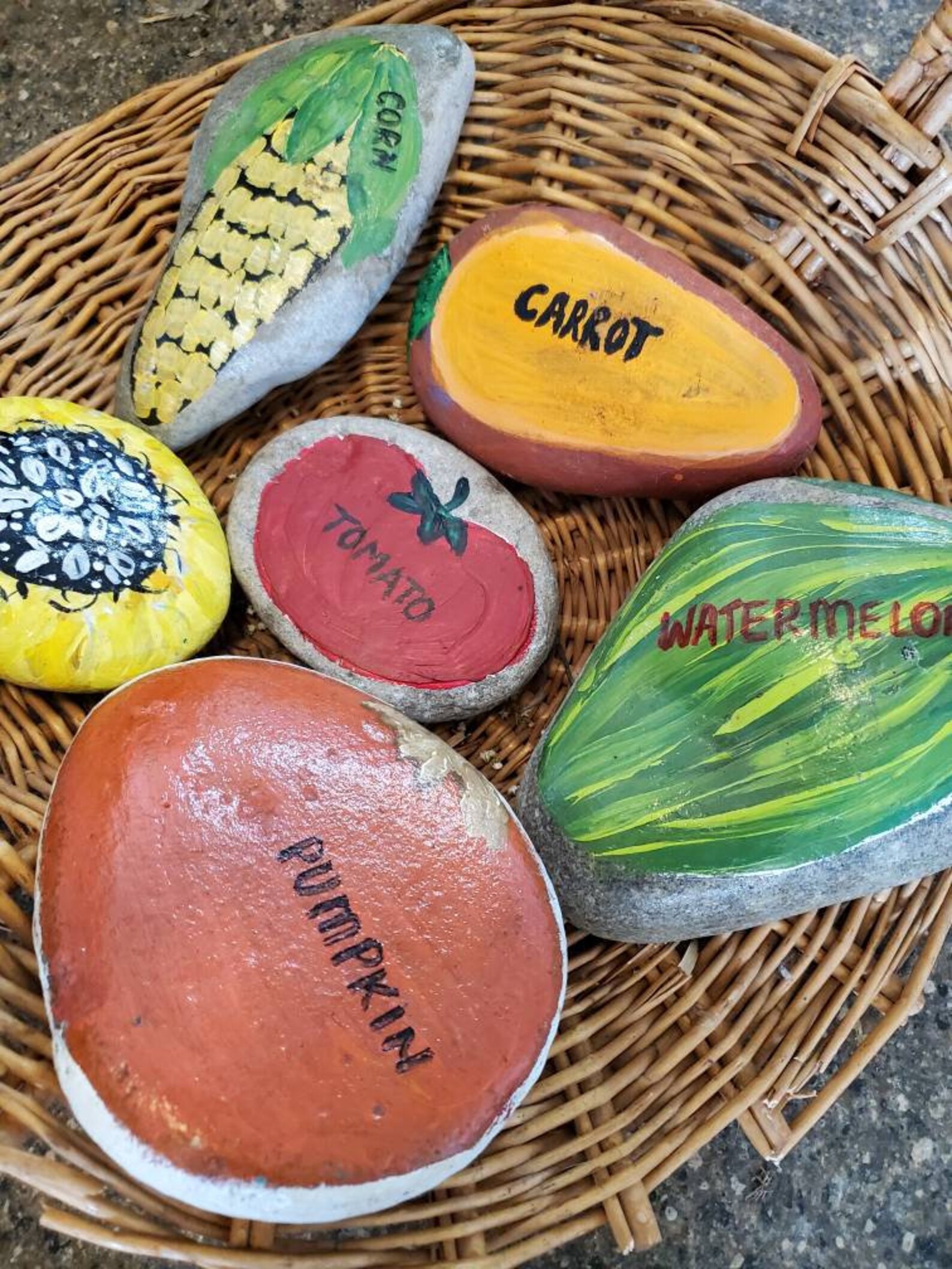 LAKE ROCK GARDEN Hand Painted Stone Row Markers Larger Size - Etsy