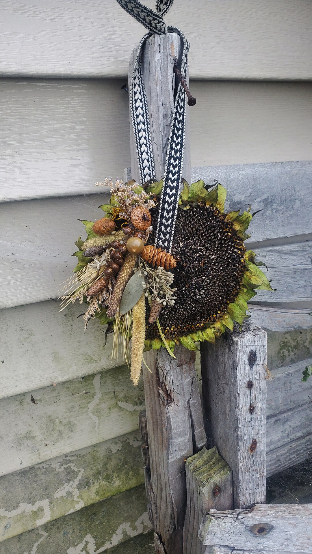 MINI Autumn SUNFLOWER WREATH Wall or Door Decoration for Autumn Doubles ...