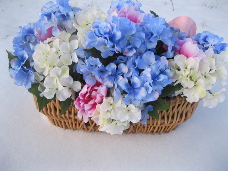 PEONY and HYDRANGEA Hanging BASKET Floral Silk Arrangement - Etsy