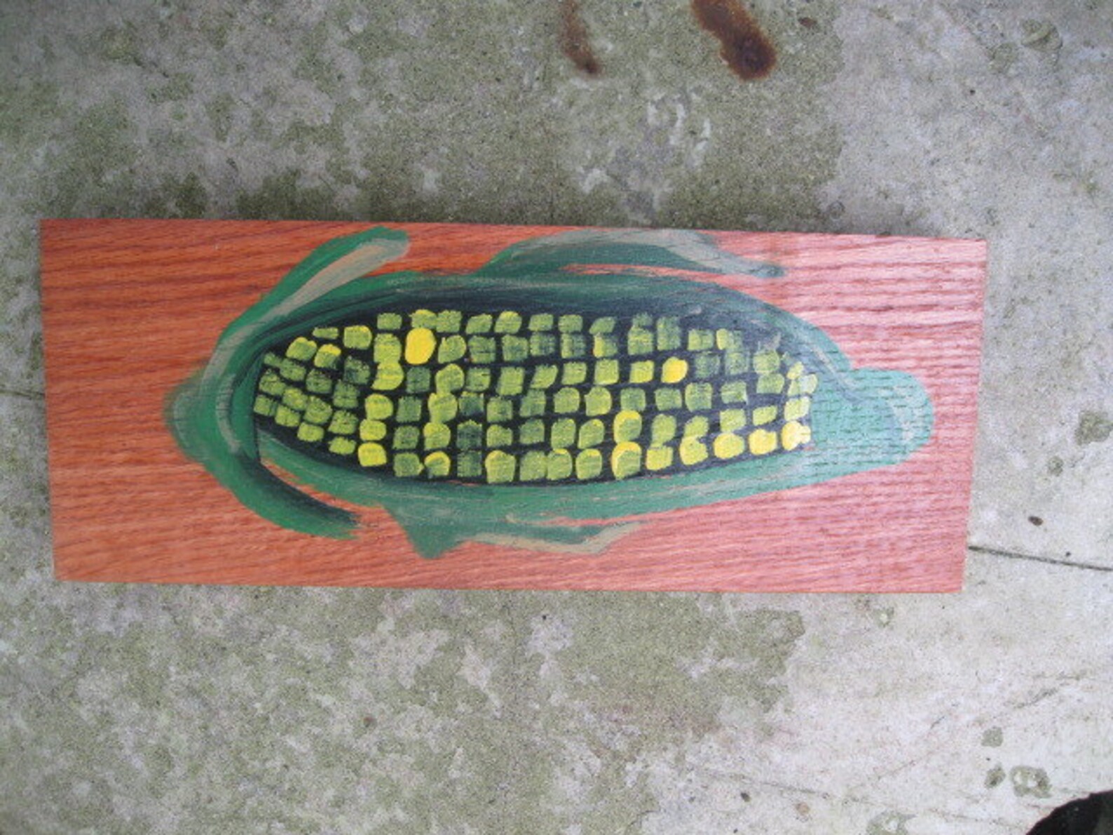 CORN Folk Art Hand Painted Wood Block - Etsy