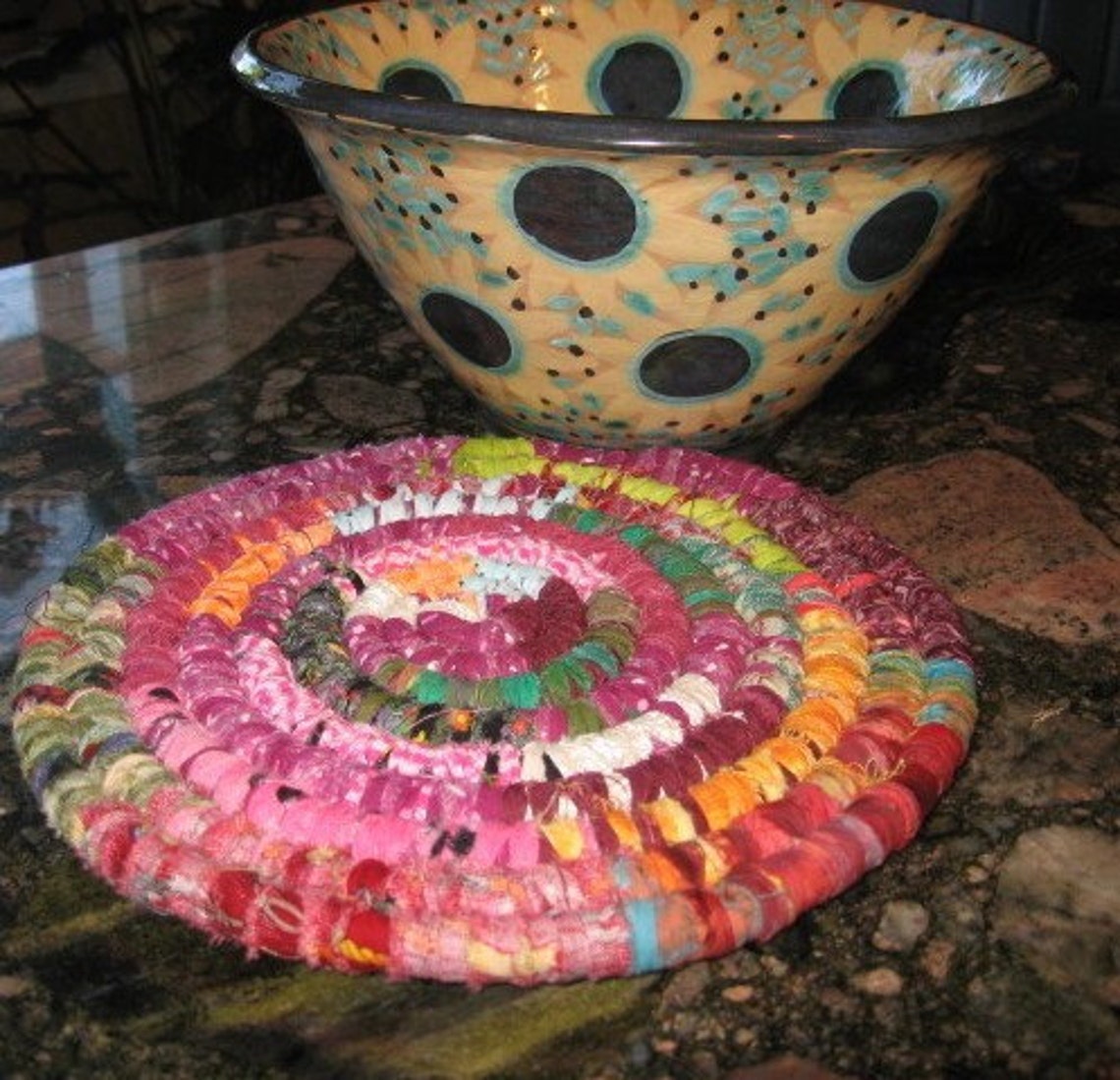 Made to ORDER THE TRIVET Hand Coiled Multicolored Hot Mat - Etsy