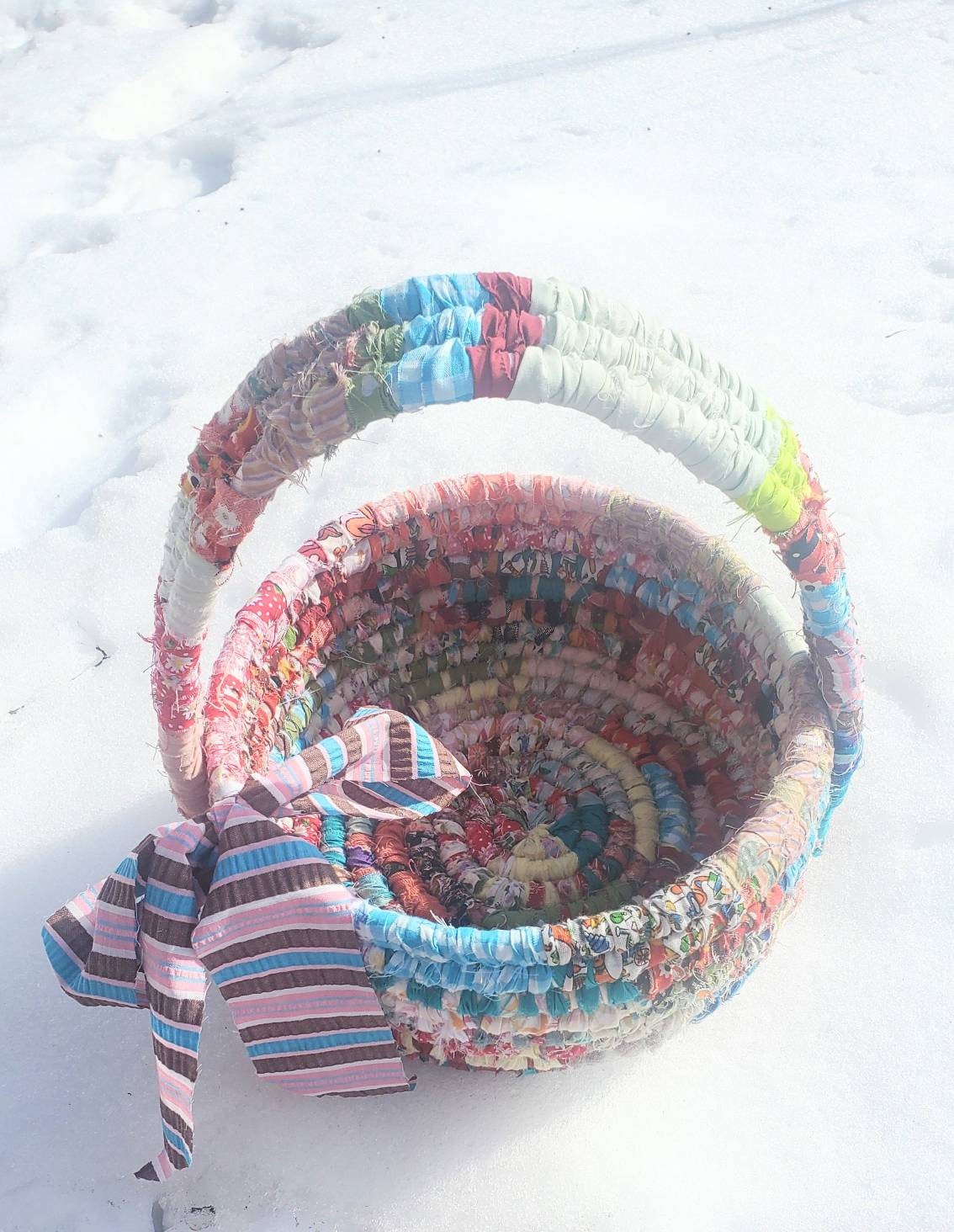 CLASSIC Textile Art RAG BASKET Bucket Tote - Etsy