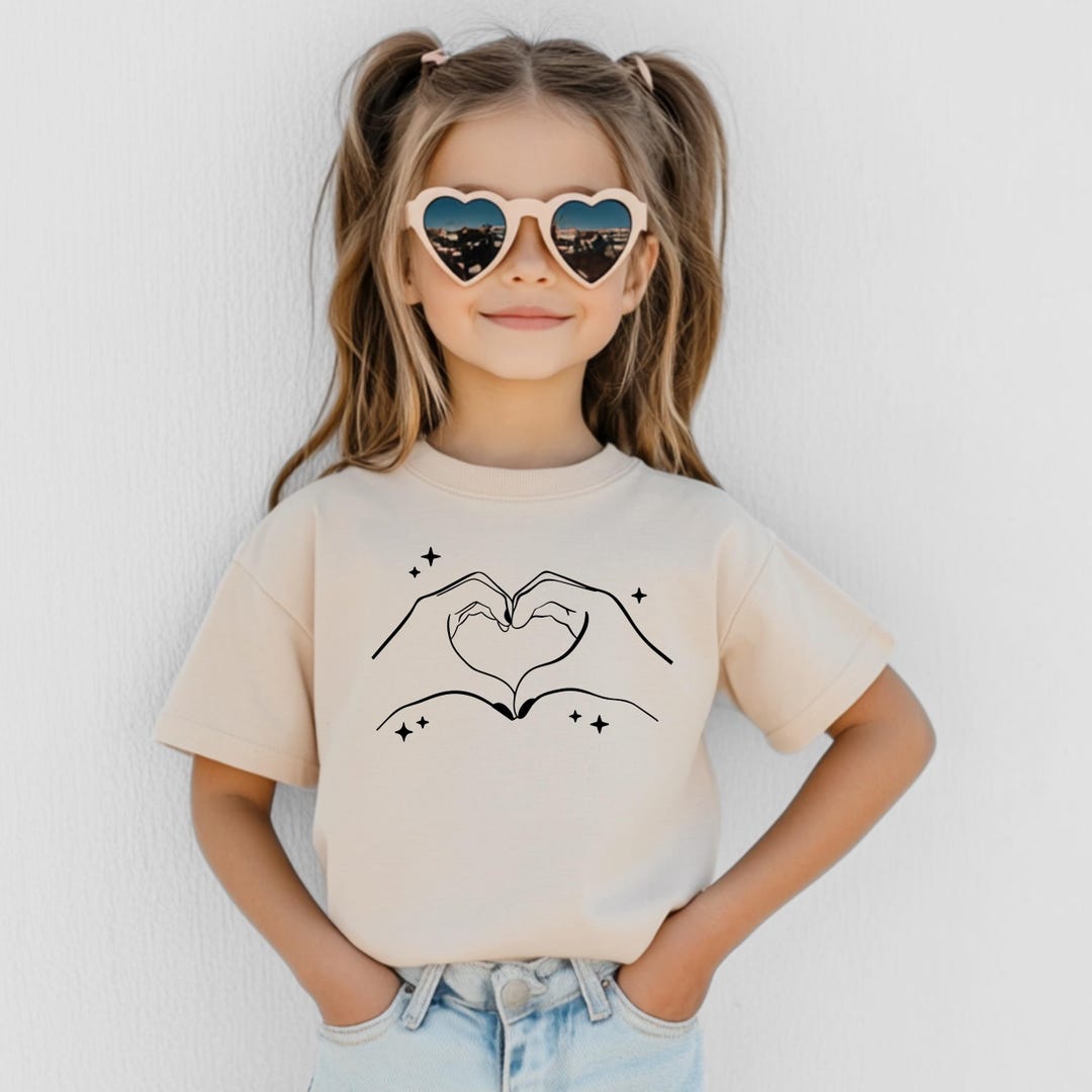 Heart Hands T-shirt, Music Lover Gift Tee, Hand Heart Graphic Tee ,cute ...