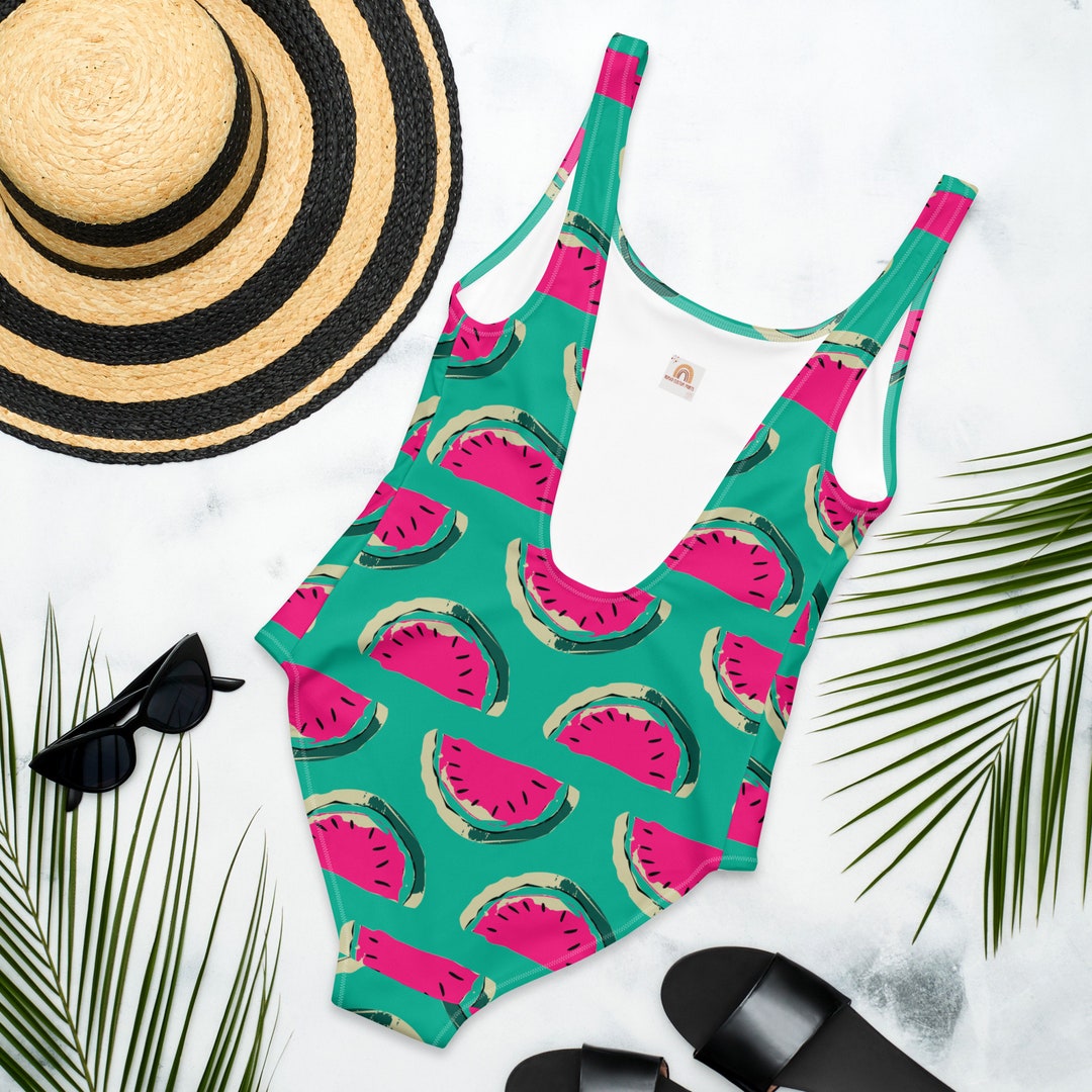 Watermelon One Piece Swimsuit Watermelon Pattern Swim Suit Funny Exotic ...