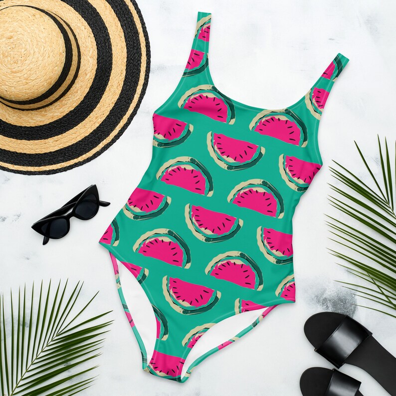 Watermelon One Piece Swimsuit Watermelon Pattern Swim Suit Funny Exotic ...
