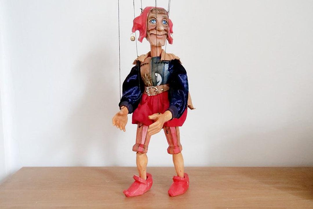Handcarved Sun and Moon Jester Marionette Puppet - Etsy
