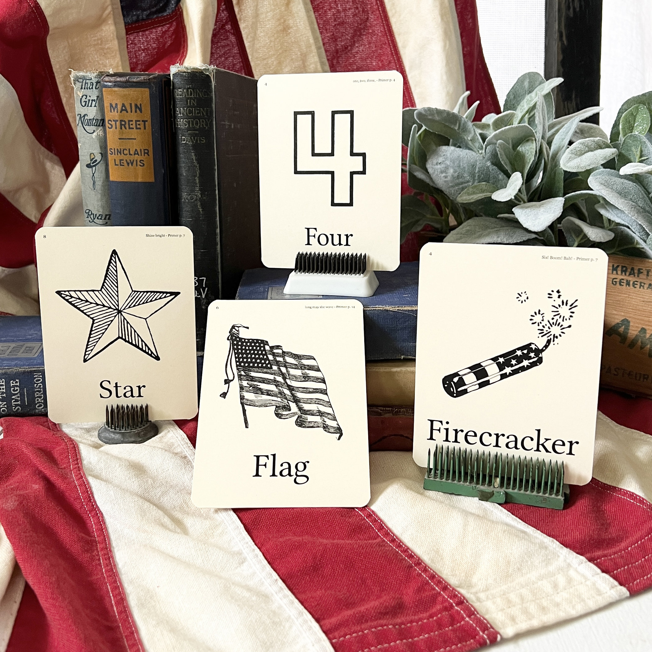 Patriotic Flash Cards: Fourth of July Decor (set of Four) - Etsy