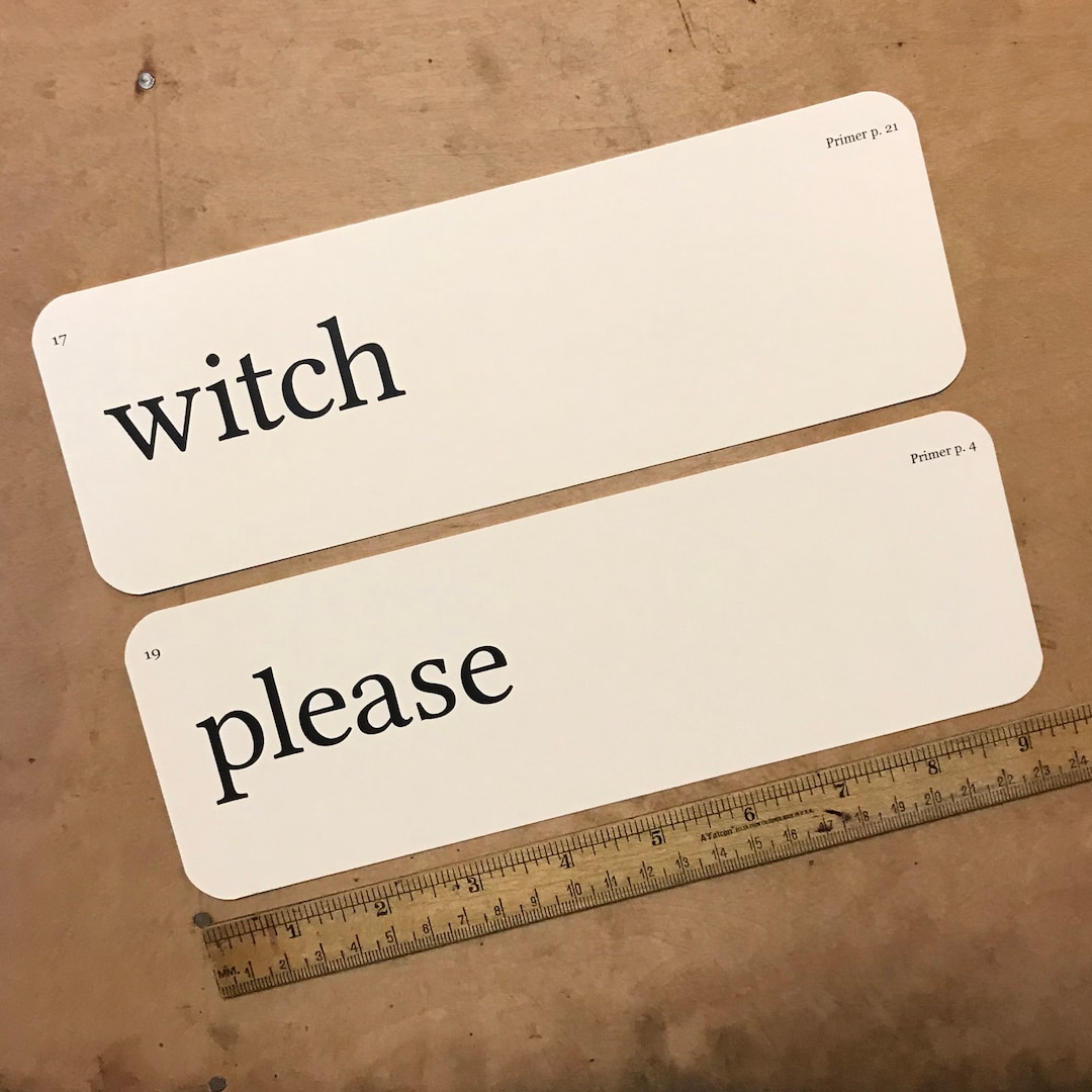 XL "witch" & "please" Flash Cards (set of 2) Vintage Inspired Halloween ...