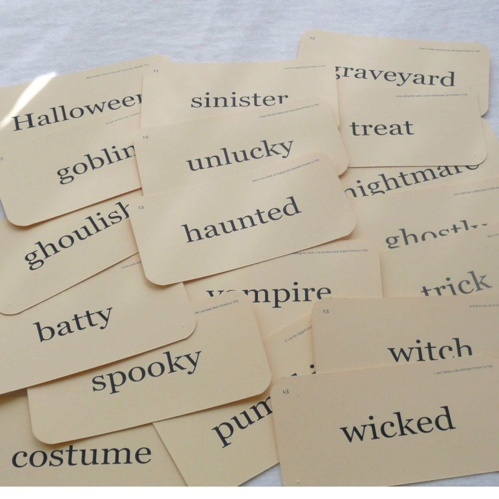 Halloween Flash Card Set of 42 Cards Halloween Party - Etsy