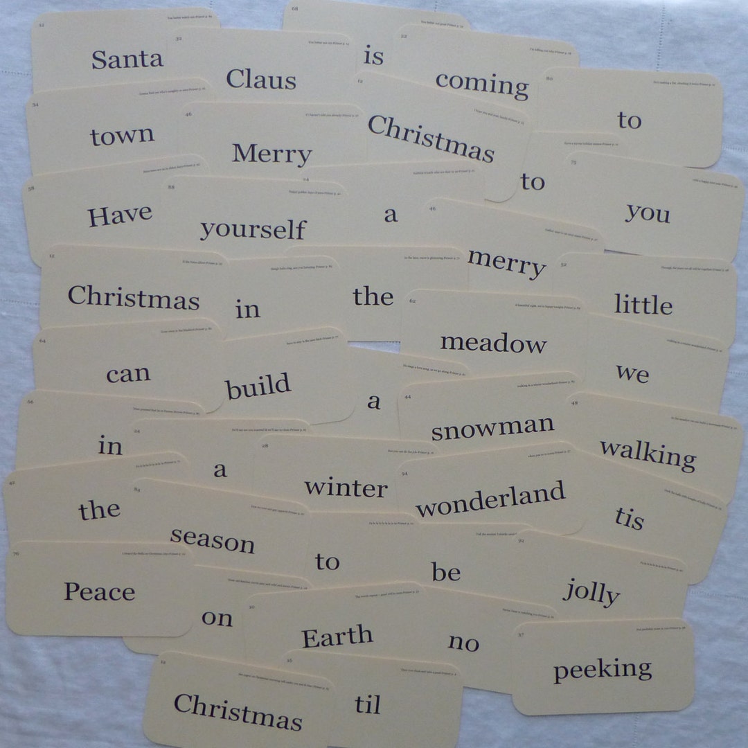Christmas Sentences Flash Cards - Set of 42 Cards - 5" X 2 1/2 ...
