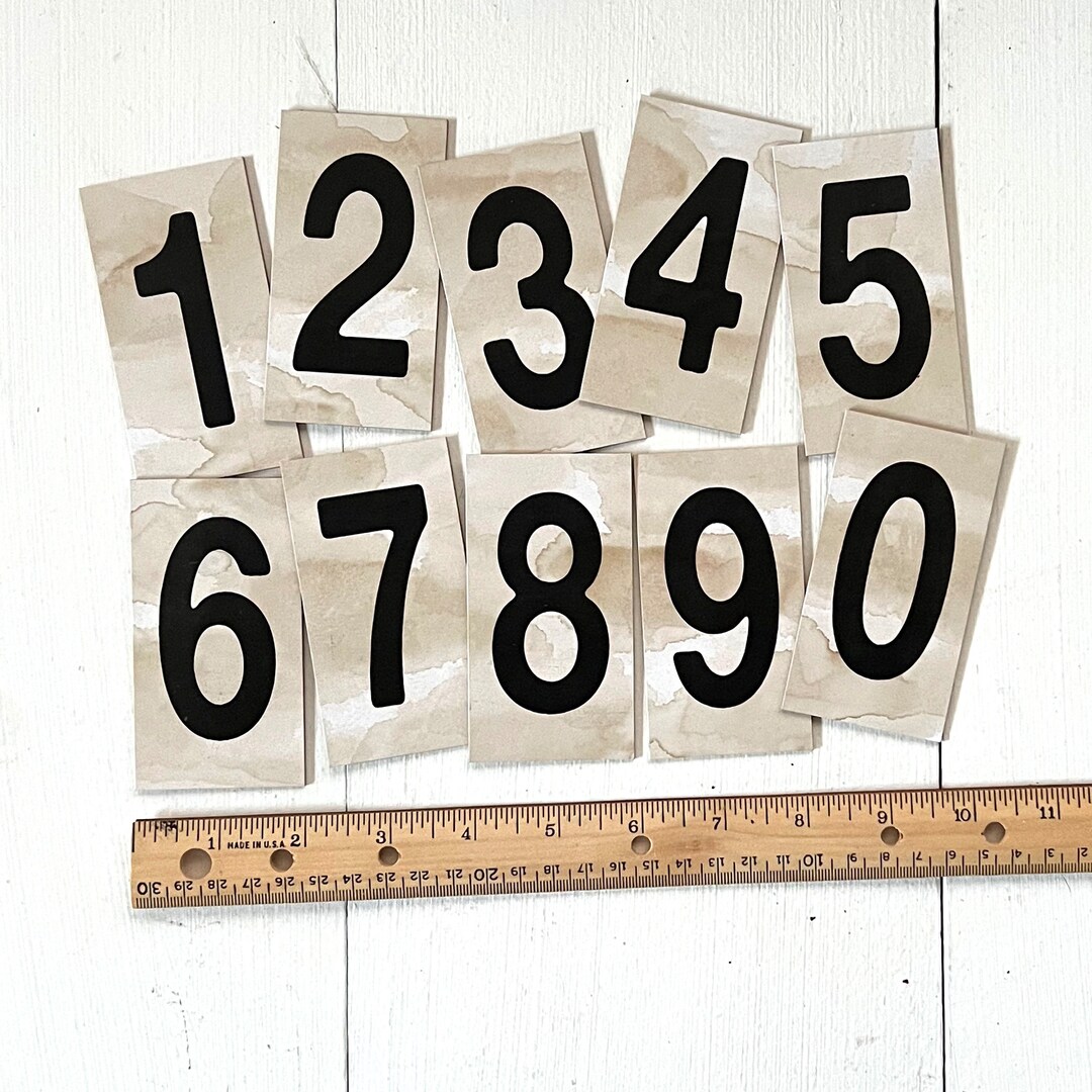Reproduction WHITE and BLACK Aged Vintage Numbers Set of 10 Numbers ...