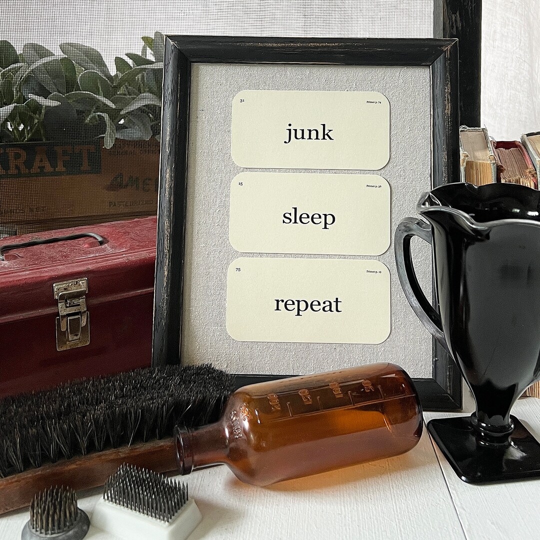 Junk Sleep Repeat (set of 3) Flash Cards - Framable Art Prints Junkin ...