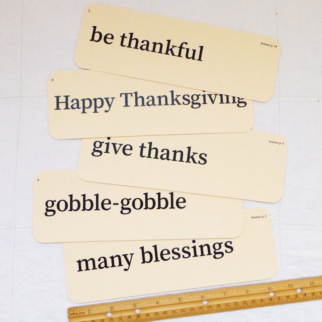 XL "be Thankful" Flash Cards (set of 5) - Thanksgiving Themed - Vintage ...