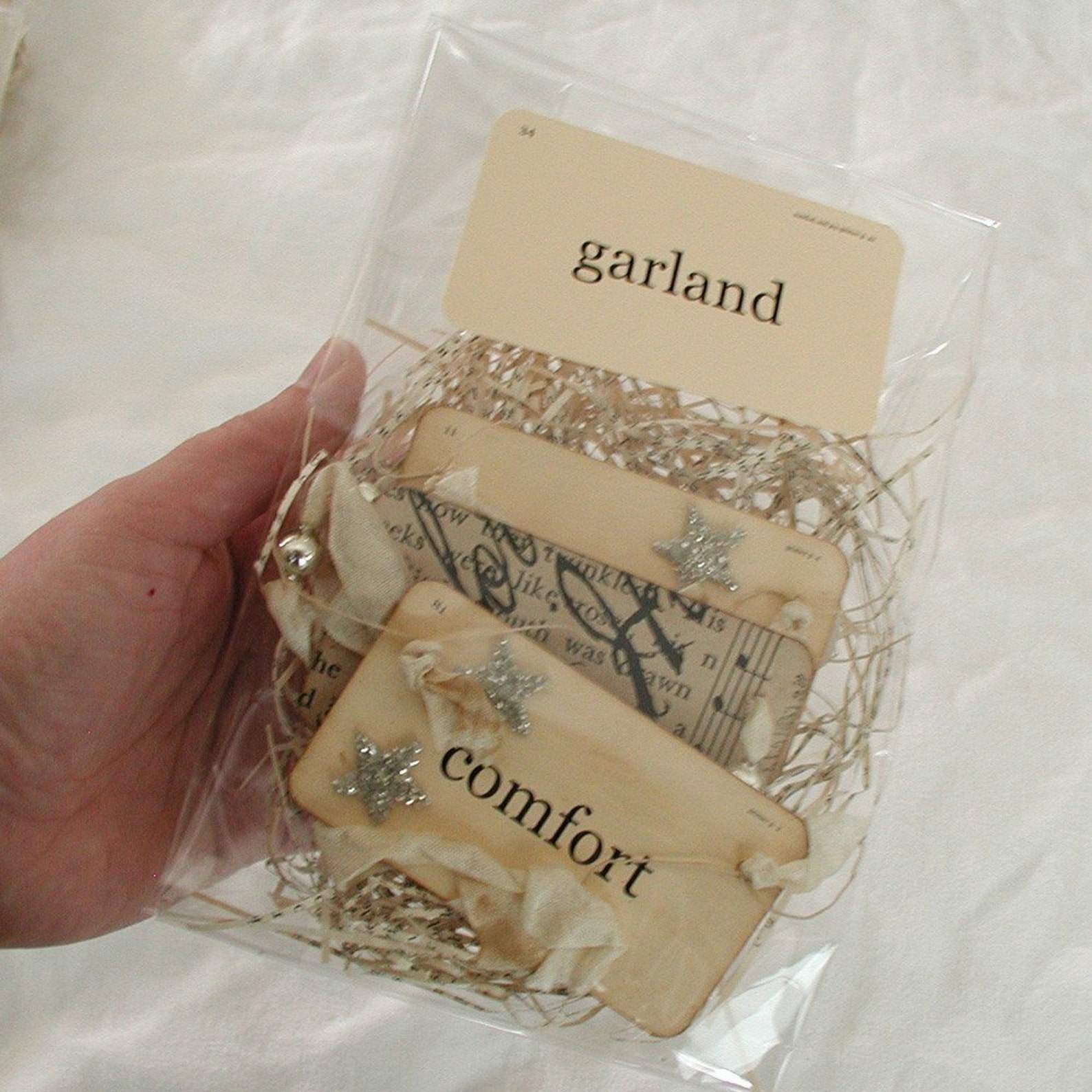 Comfort and Joy Flash Card Ornament/garland cream - Etsy