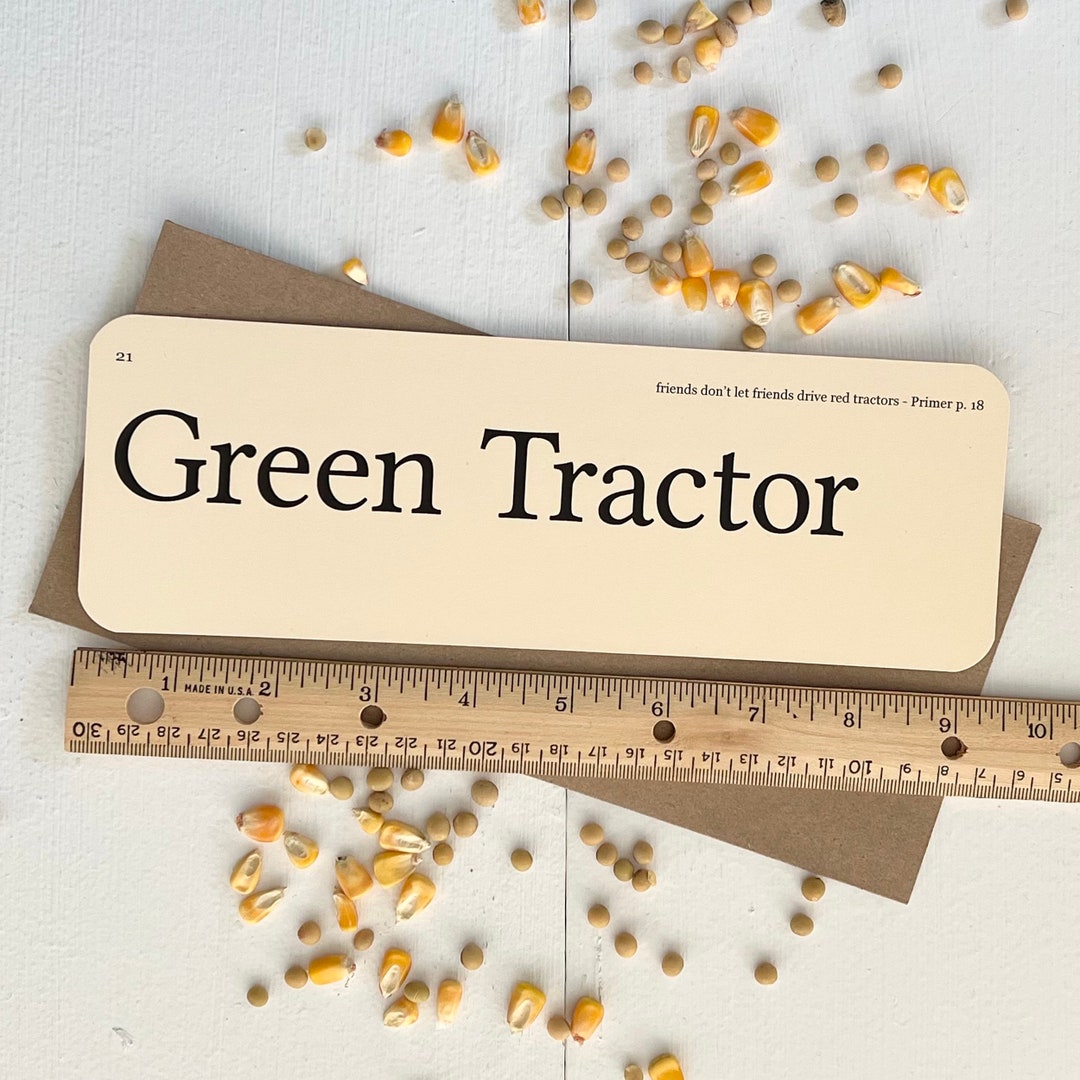 XL Green Tractor Flash Cards - Vintage Inspired Farm Decor - Farmer ...