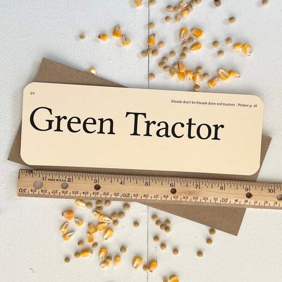 XL Green Tractor Flash Cards Vintage Inspired Farm Decor | Etsy