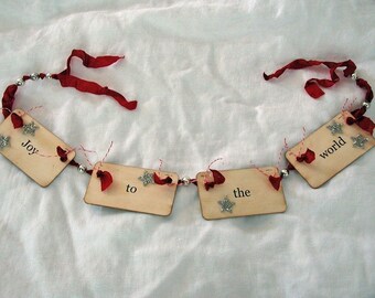 Joy to the World Flash Card Ornament/garland red - Etsy