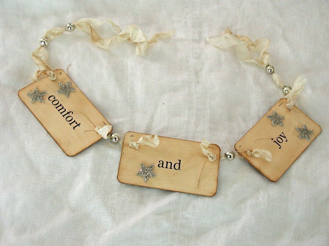 Comfort and Joy Flash Card Ornament/garland cream - Etsy